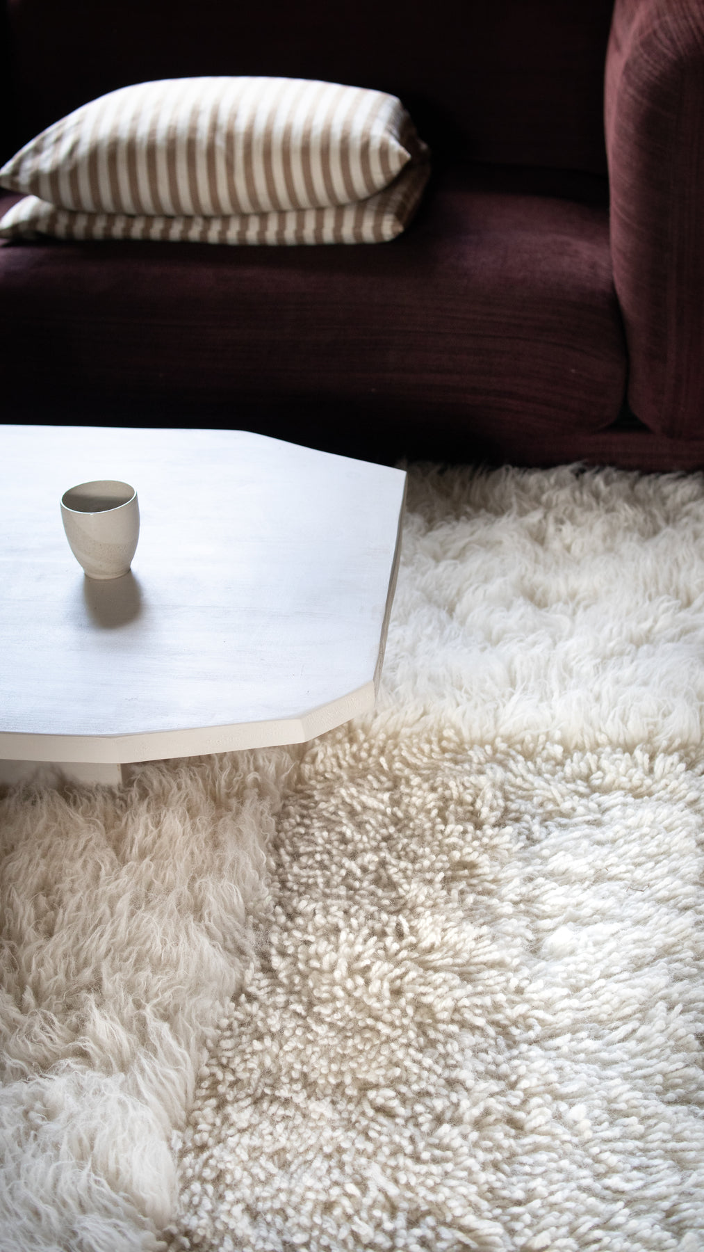 Vloerkleed Layered Shaggy Checked Rug Bone White – Vloerkledenwinkel