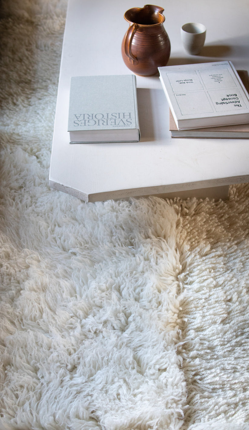 Vloerkleed Layered Shaggy Checked Rug Bone White – Vloerkledenwinkel